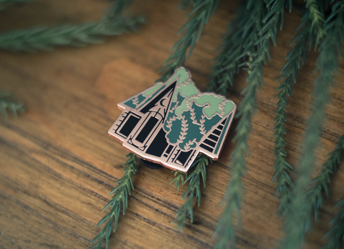 Witch Cottage Enamel Pin – The Winter Den